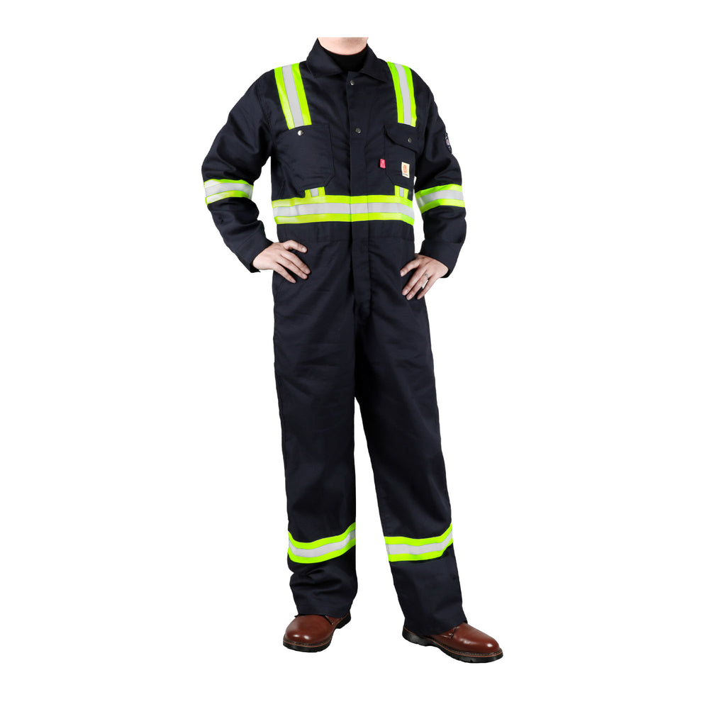 6OZ Hi Vis Coveralls With 2inch Reflective Taps
